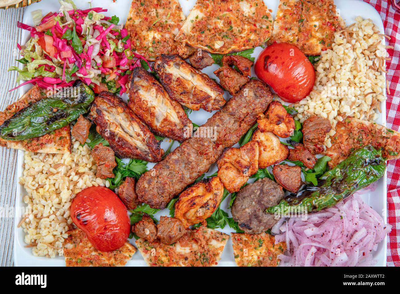 Turkish and Arabic Traditional Ramadan Mix Kebab Plate inside Adana ...