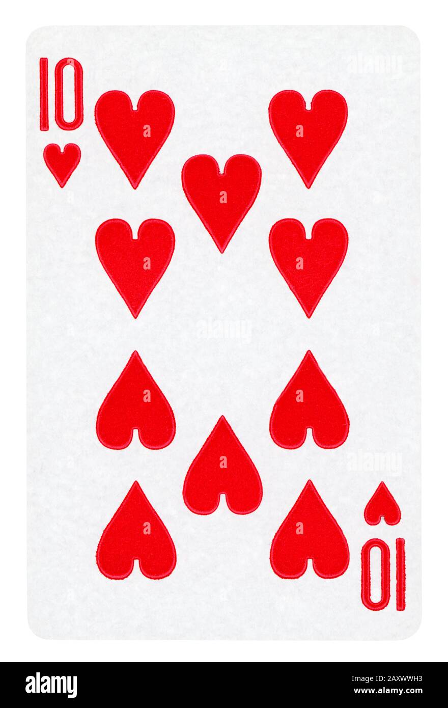 Ten of Hearts Vintage playing card - isolated on white (clipping path ...