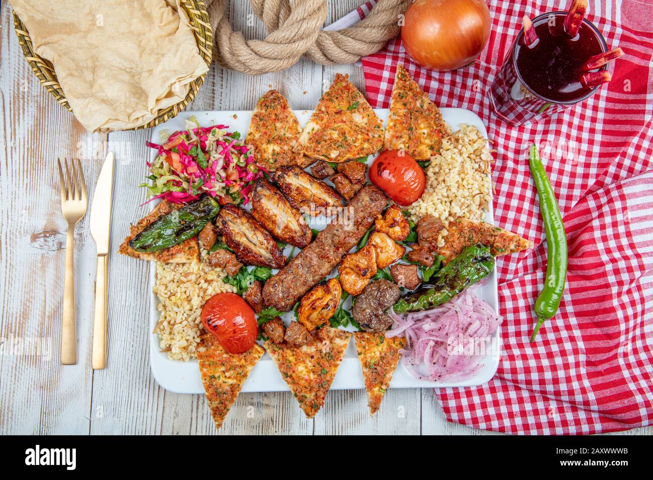 Turkish and Arabic Traditional Ramadan Mix Kebab Plate inside Adana ...