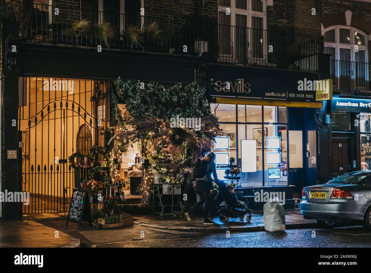 London, UK-November 26, 2019: Facade of a The Fitzroys Flowers ...