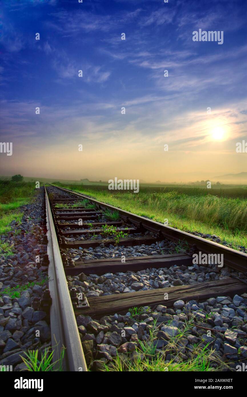 Railway tracks in the middle of nowhere (HDR Stock Photo - Alamy