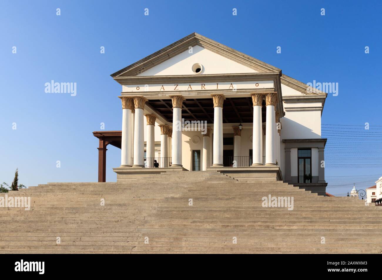 white building with roman columns in cayala guatemala city Stock Photo ...