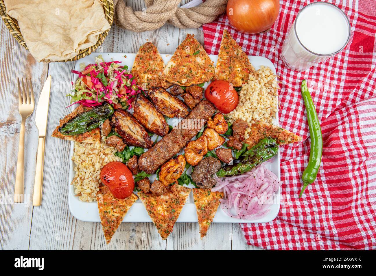 Turkish and Arabic Traditional Ramadan Mix Kebab Plate inside Adana ...
