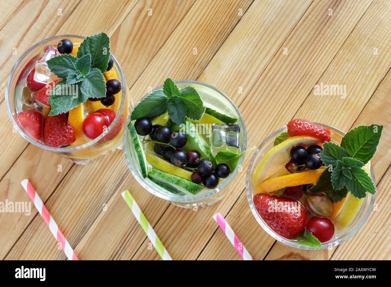 Homemade summer refreshing cocktail of fruits and berries Stock Photo ...
