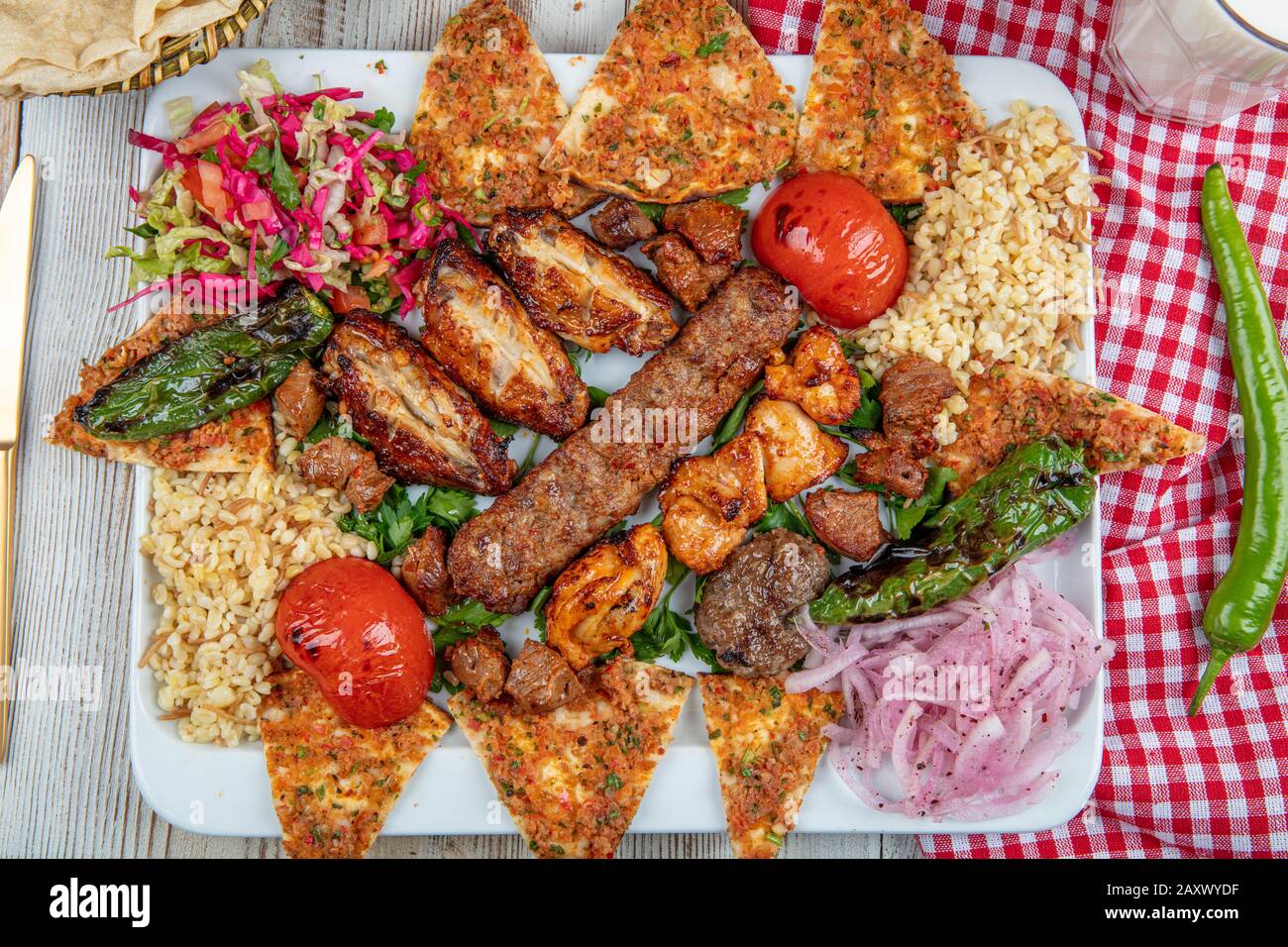Turkish and Arabic Traditional Ramadan Mix Kebab Plate inside Adana ...