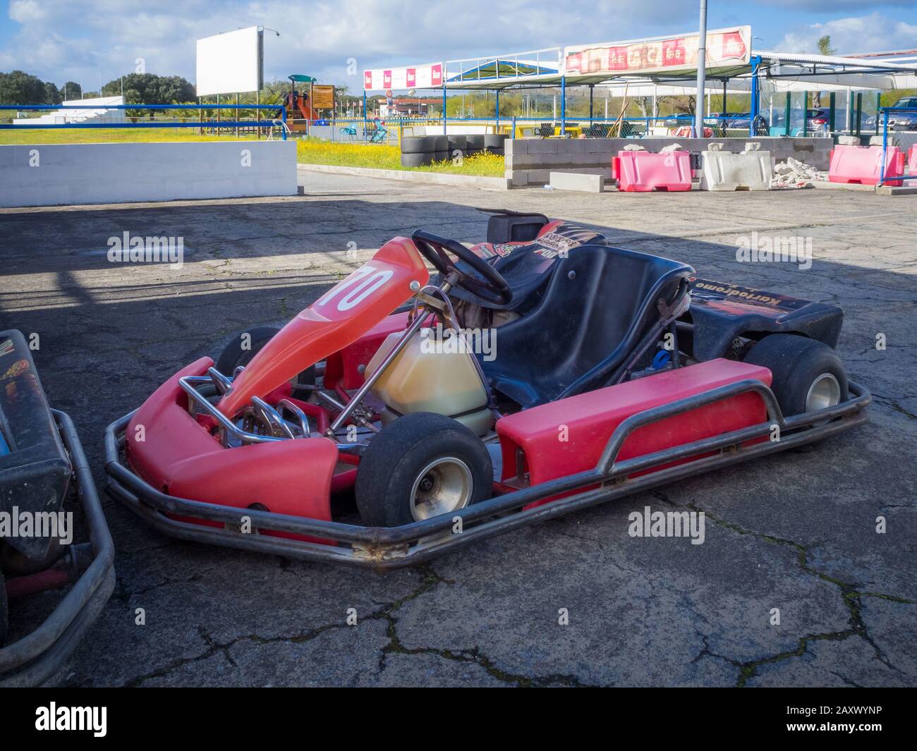 ÉVORA, PORTUGAL - Mar 24, 2018: One gocart race car with number 10 ...