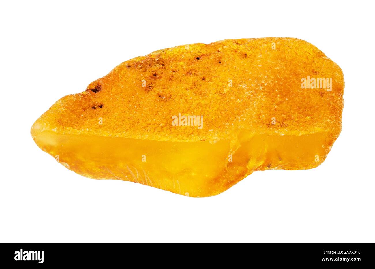 cut raw amber demstone piece cutout on white background Stock Photo - Alamy
