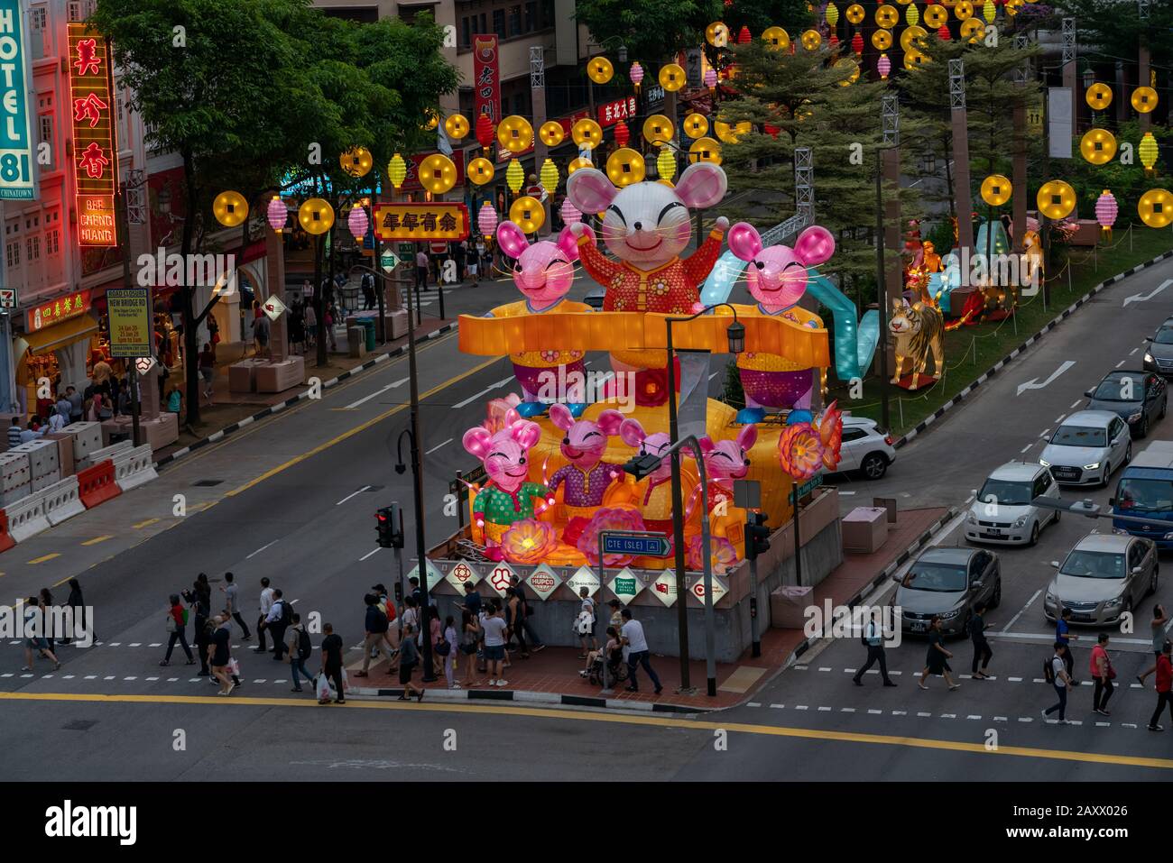 SINGAPORE, SINGAPORE - Jan 13, 2020: installations in Chinatown ...