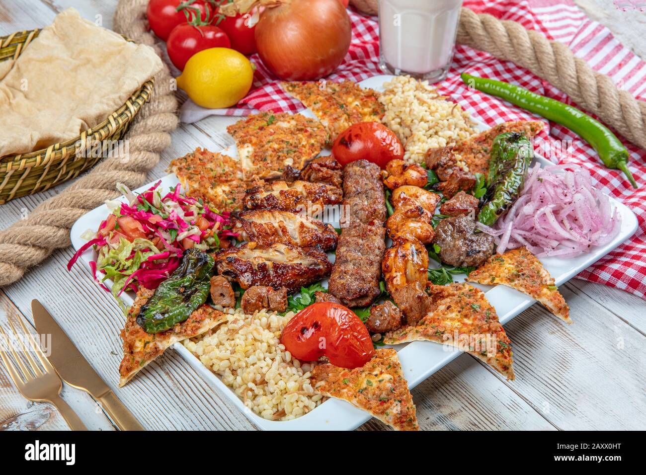 Turkish and Arabic Traditional Ramadan Mix Kebab Plate inside Adana ...