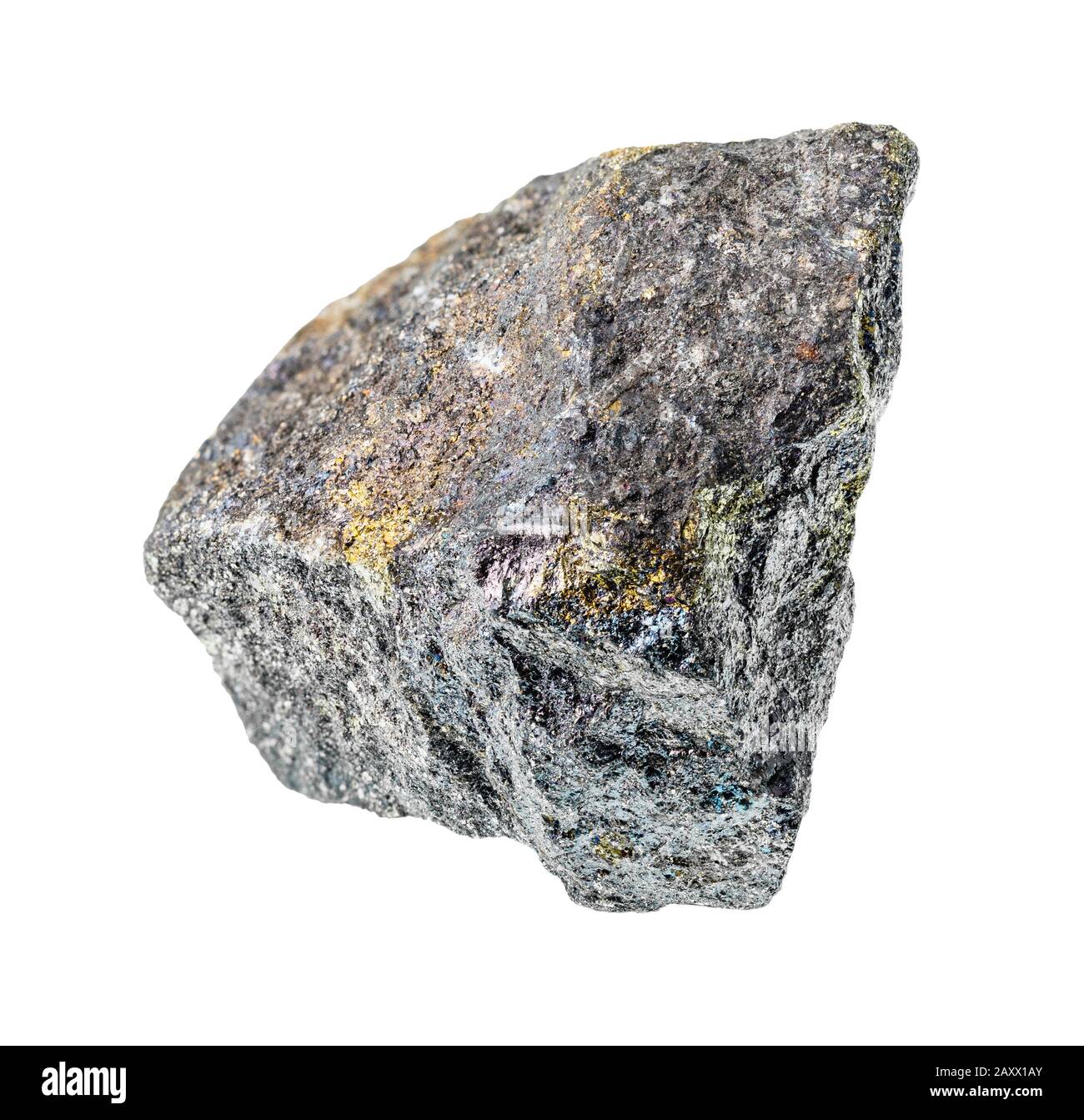 natural bornite with chalcopyrite rock cutout on white background Stock ...