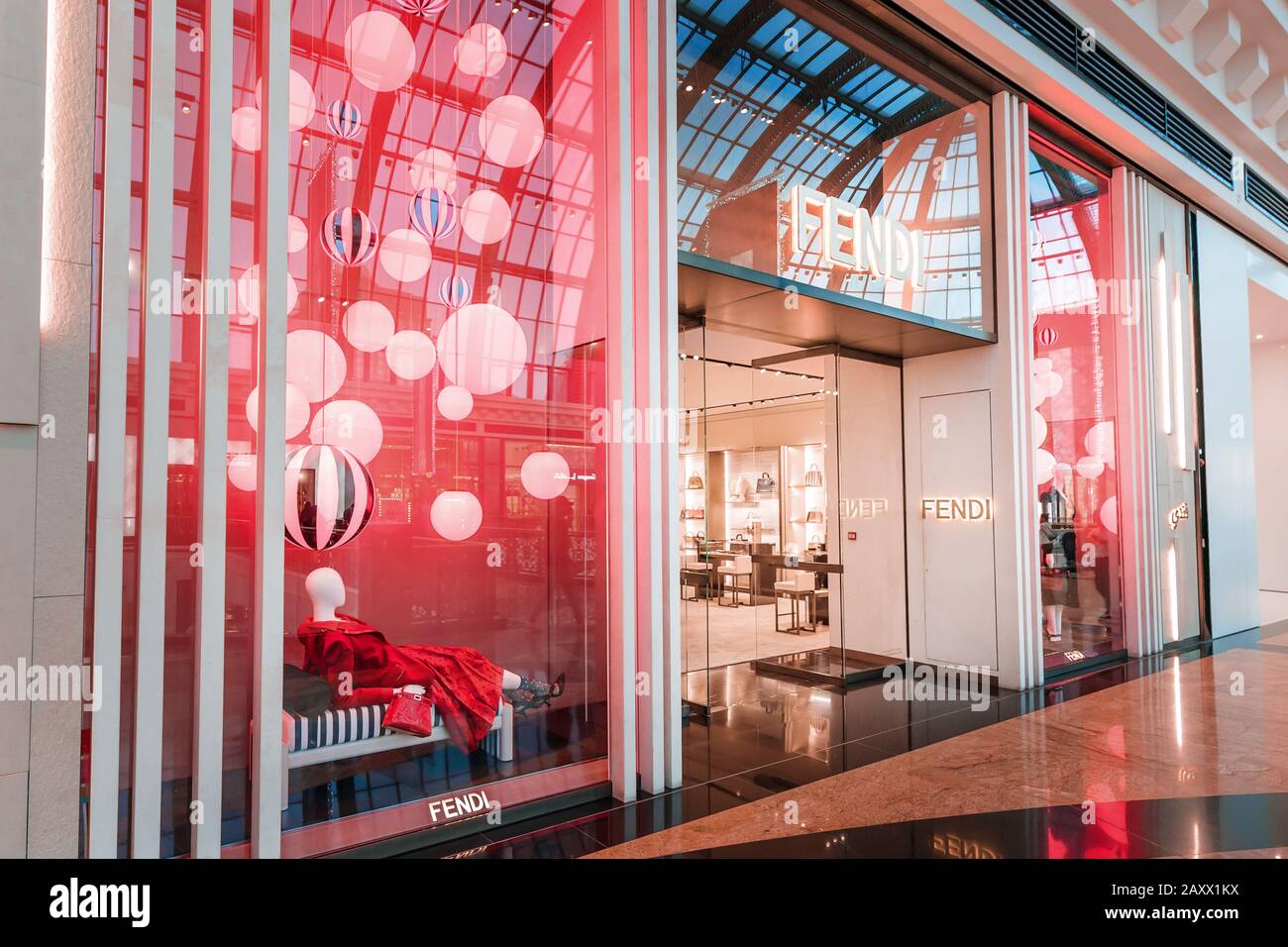 27 November 2019, UAE, Dubai: Fendi window and outlet store in Emirates ...
