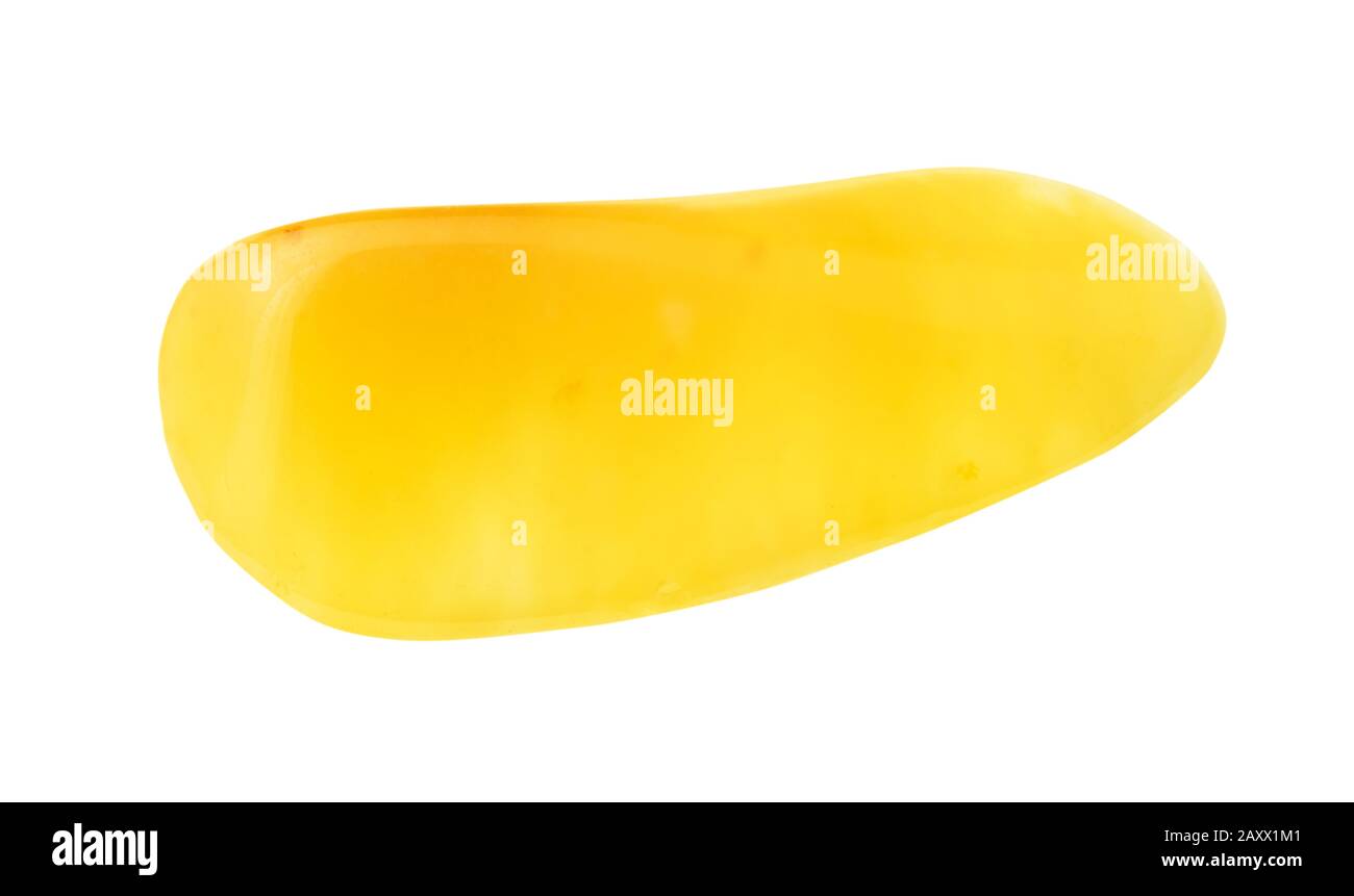tumbled yellow chalcedony gemstone cutout on white background Stock ...