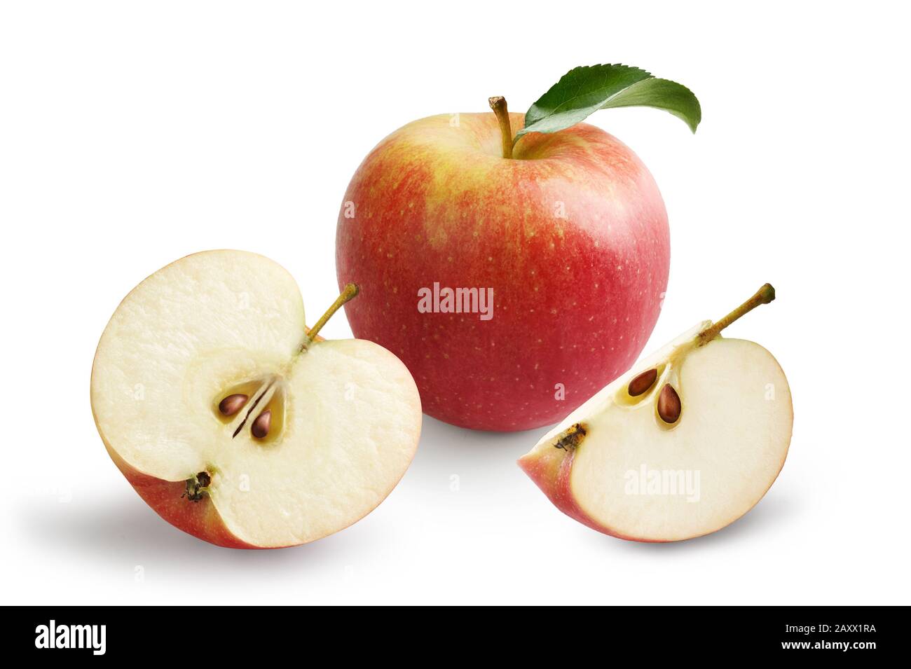 Apple with beautiful slices of apple isolated on white background Stock ...