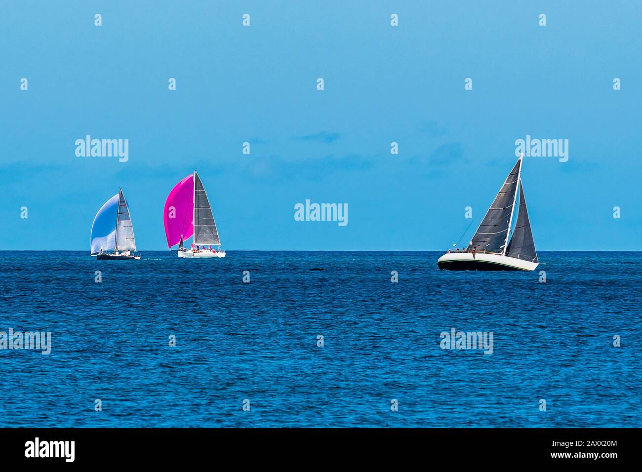 Three racing yachts at Grand Anse Beach, St George's, Grenada Stock ...