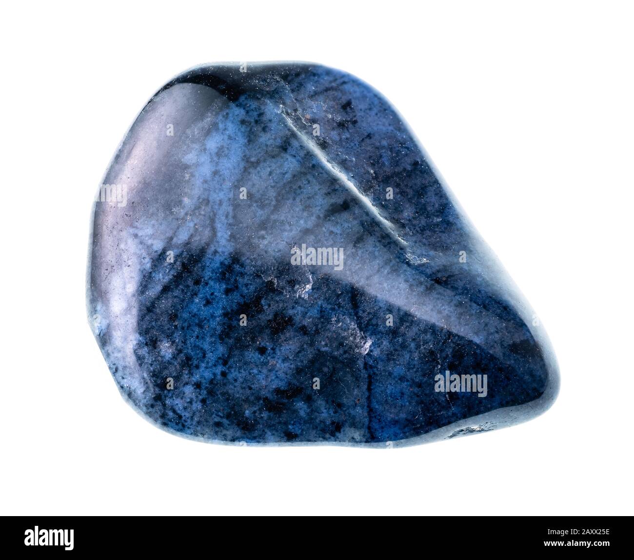 polished Dumortierite gem stone cutout on white background Stock Photo ...
