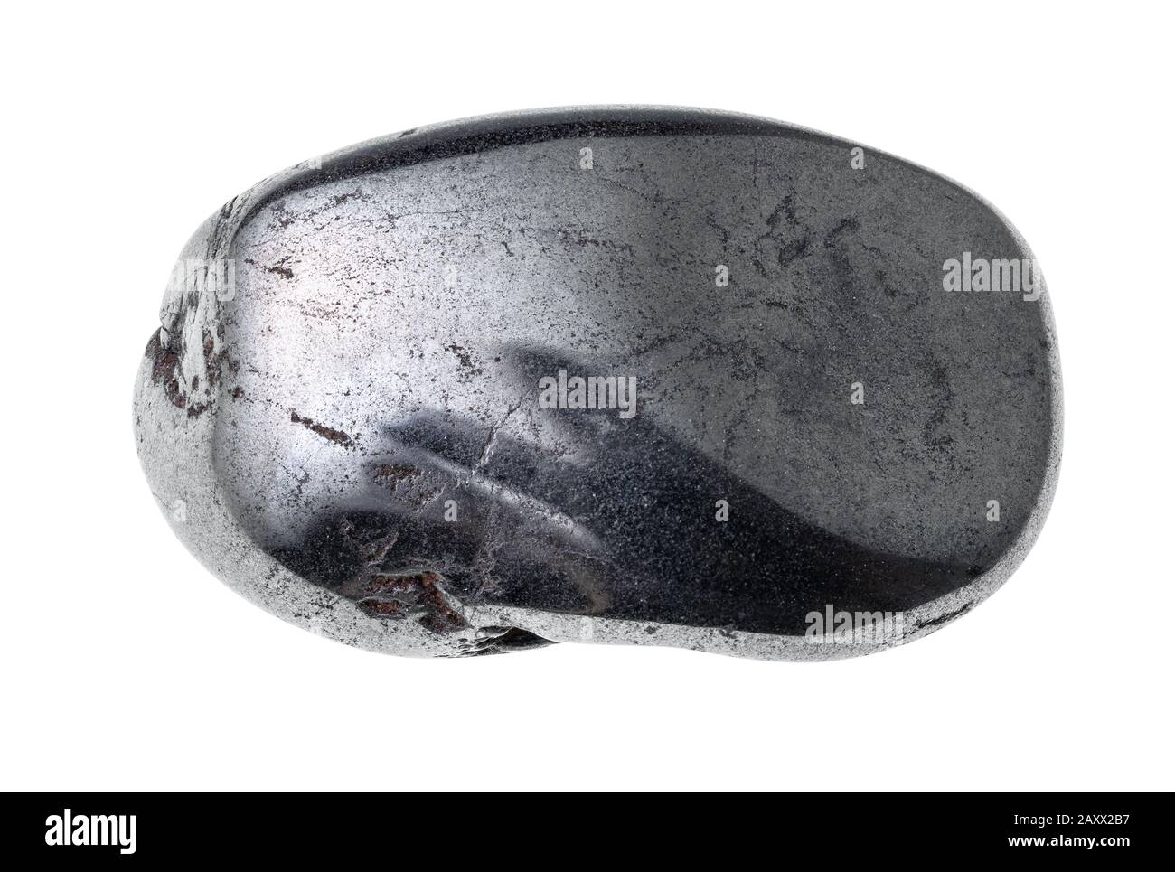 polished hematite gemstone cutout on white background Stock Photo - Alamy