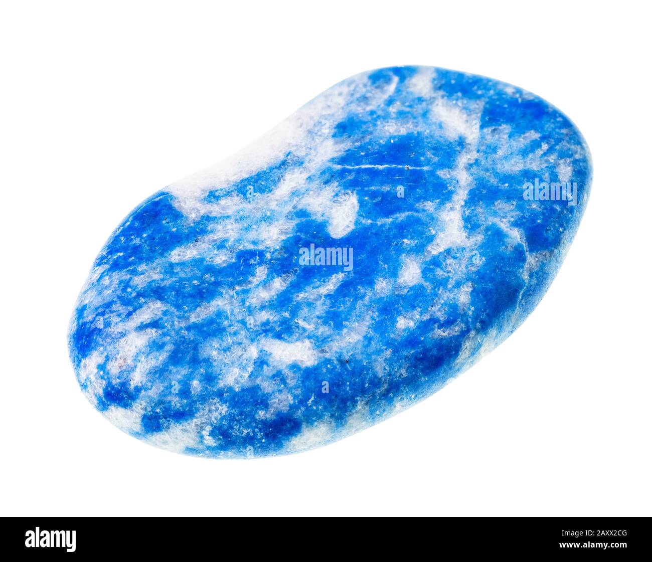 polished lazurite (lapis) gem stone from Tajikistan cutout on white ...