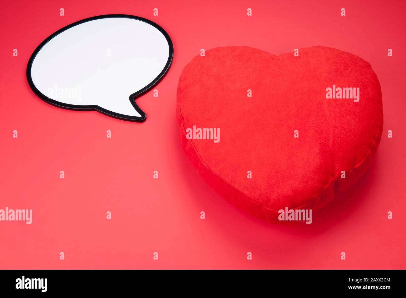 Soft heart with a blank speech bubble for Valentine's Day message on ...