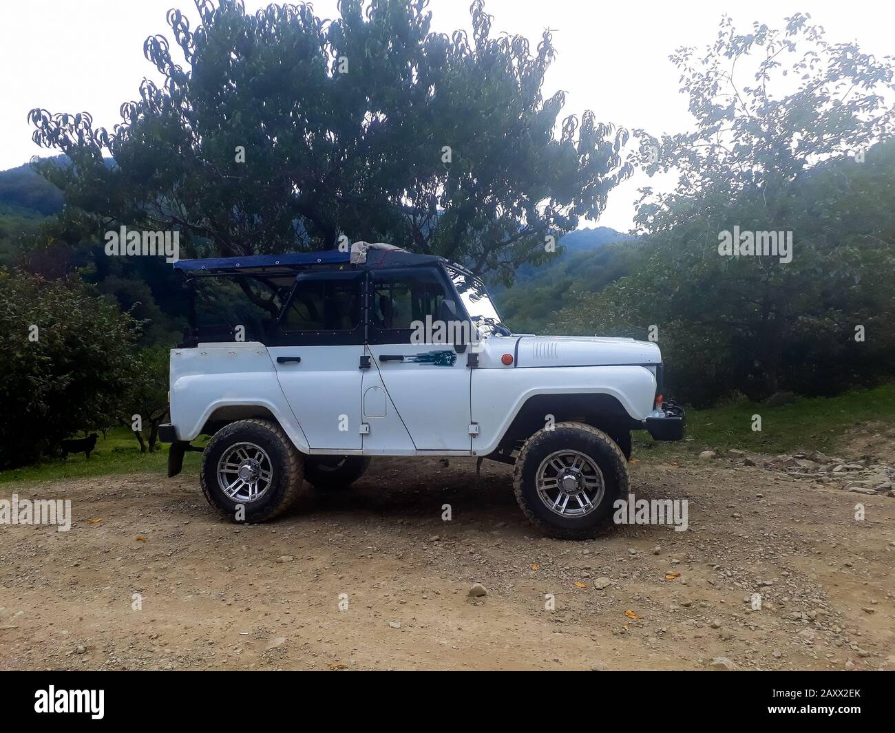 Russian jeep is a four-wheel-drive car with very good passability ...