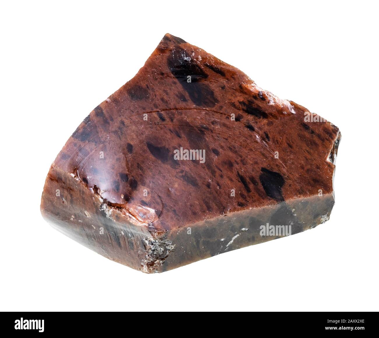 rough mahogany obsidian cutout on white background Stock Photo - Alamy