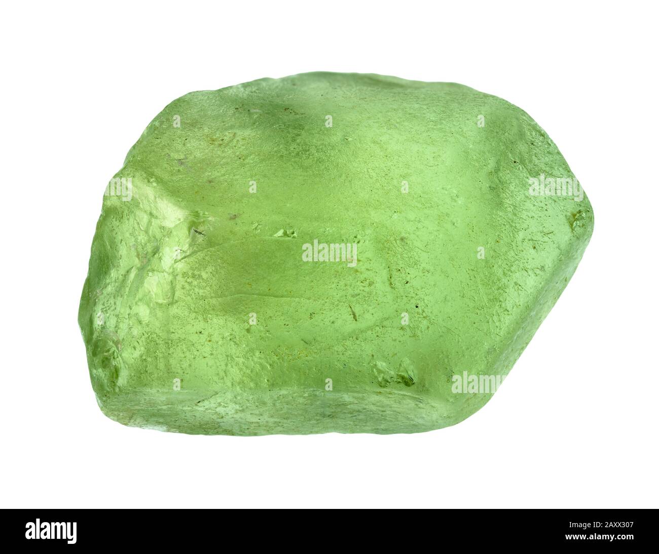 rough olivine (peridot, chrysolite) crystal cutout on white background ...