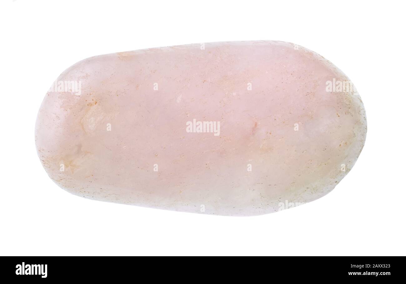 polished pink petalite (castorite) gemstone cutout on white background ...