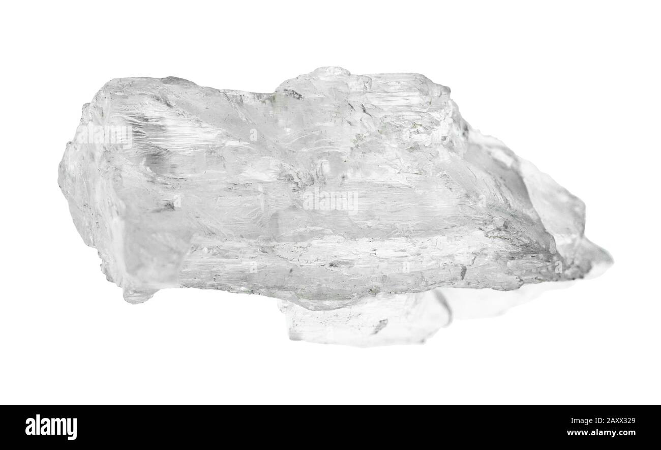 rough crystalline petalite (castorite) rock cutout on white background ...