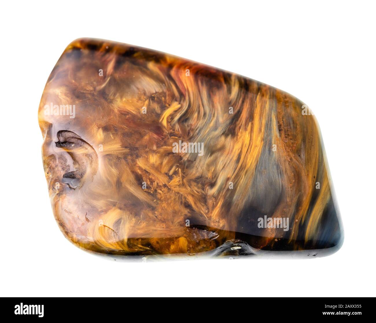tumbled pietersite gem stone cutout on white background Stock Photo - Alamy