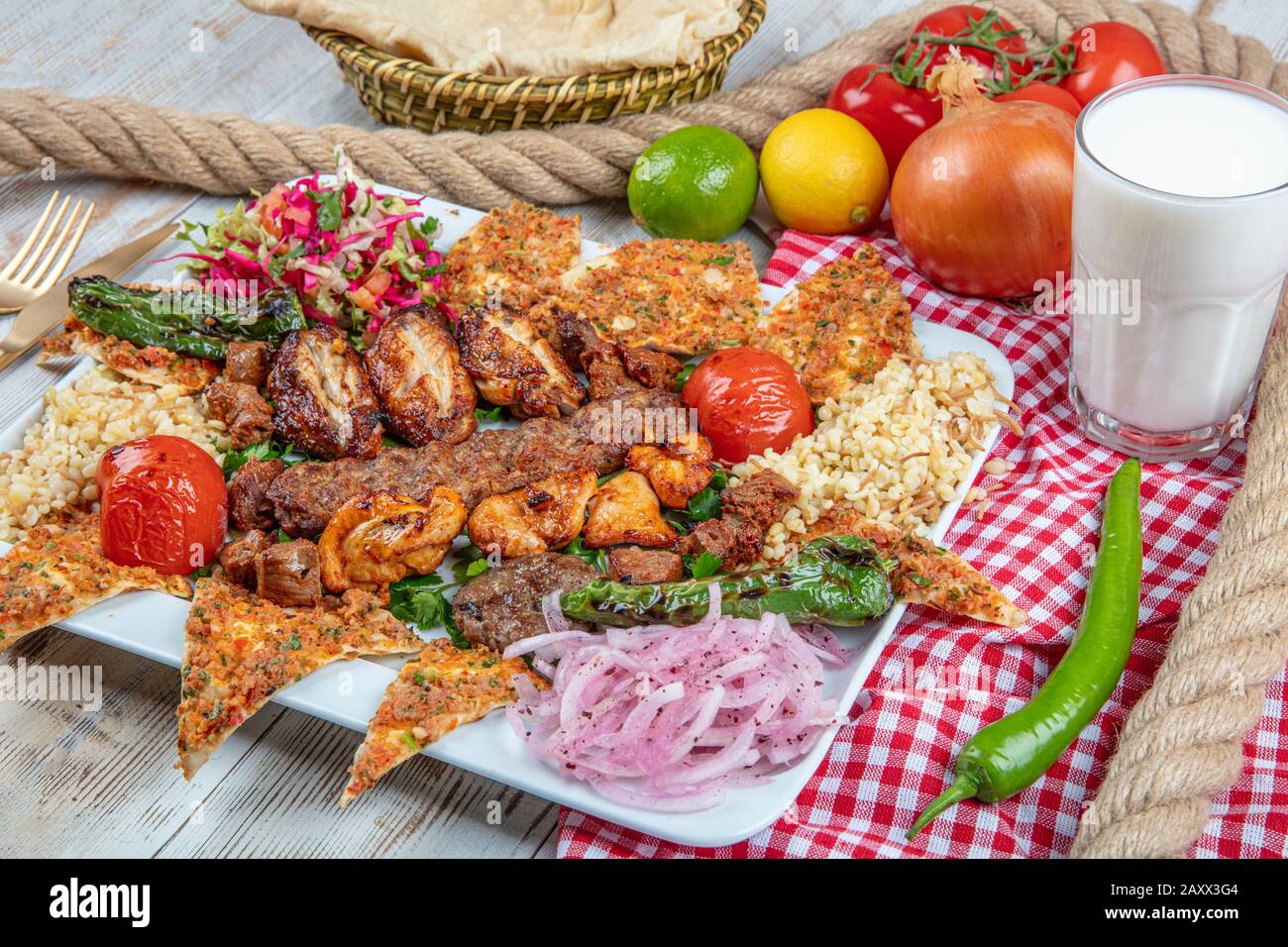 Turkish and Arabic Traditional Ramadan Mix Kebab Plate inside Adana ...
