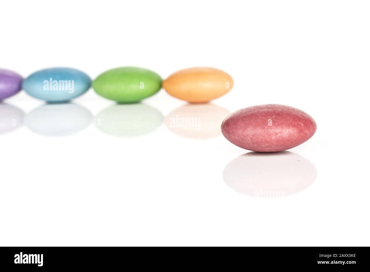 Group of five whole sweet colourful candy isolated on white background ...