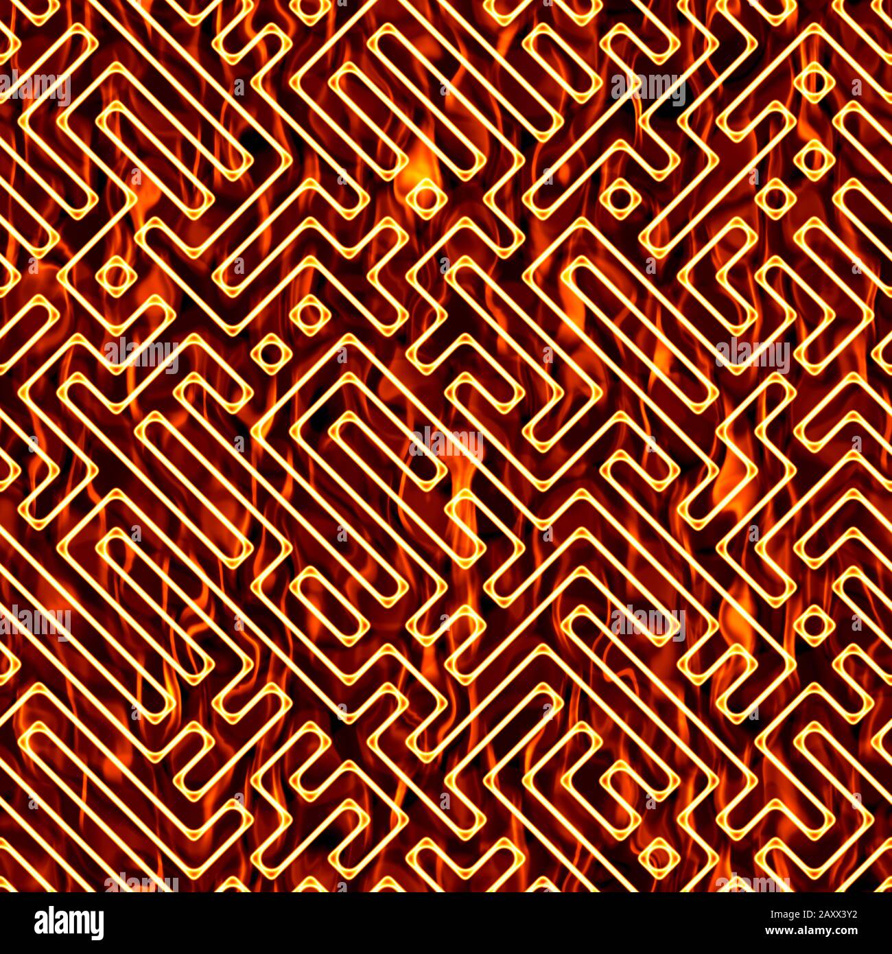 abstract seamless texture made of fire Labyrinth wall pattern Stock ...