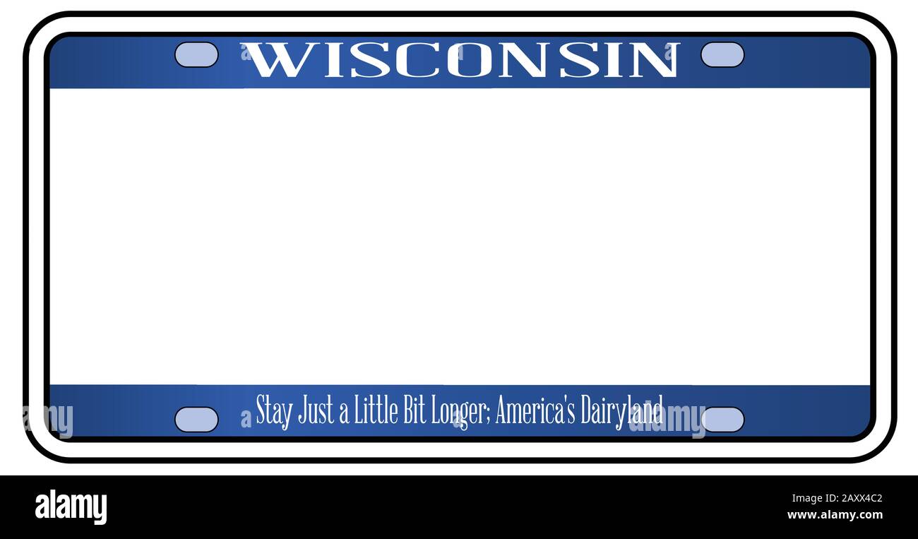 Blank Wisconsin state license plate in the colors of the state flag ...