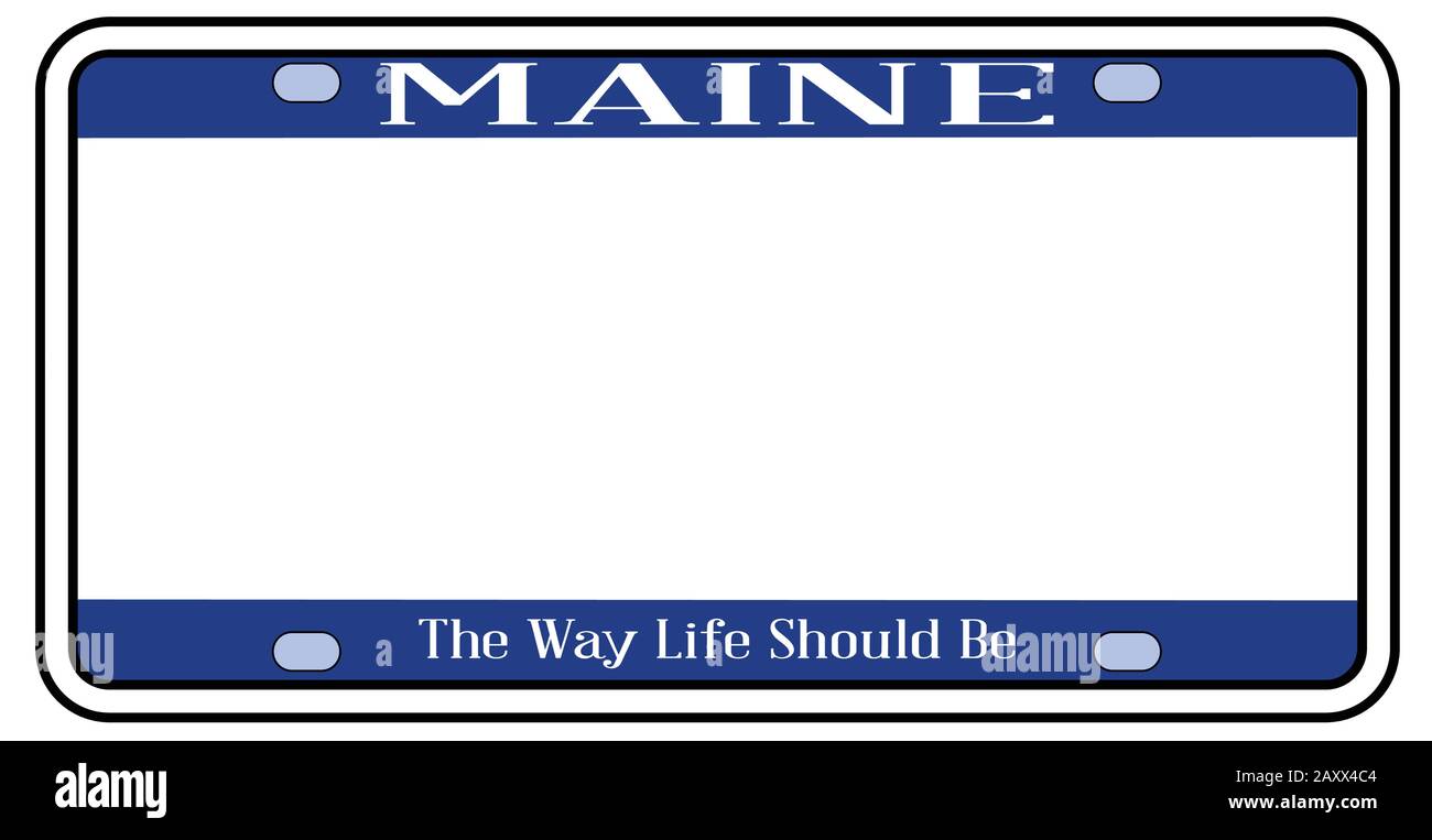 Maine state license plate in the colors of the state flag with the flag ...