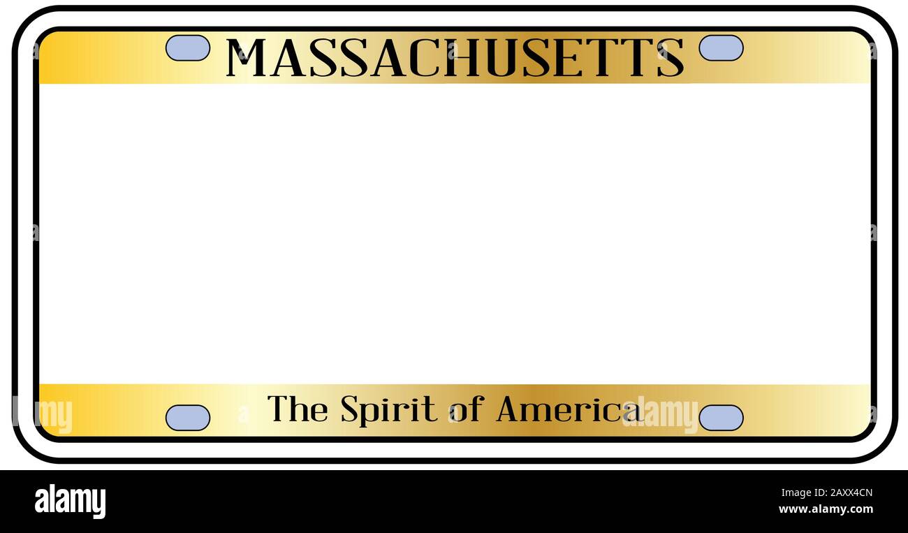 Massachusetts state license plate in the colors of the state flag over ...