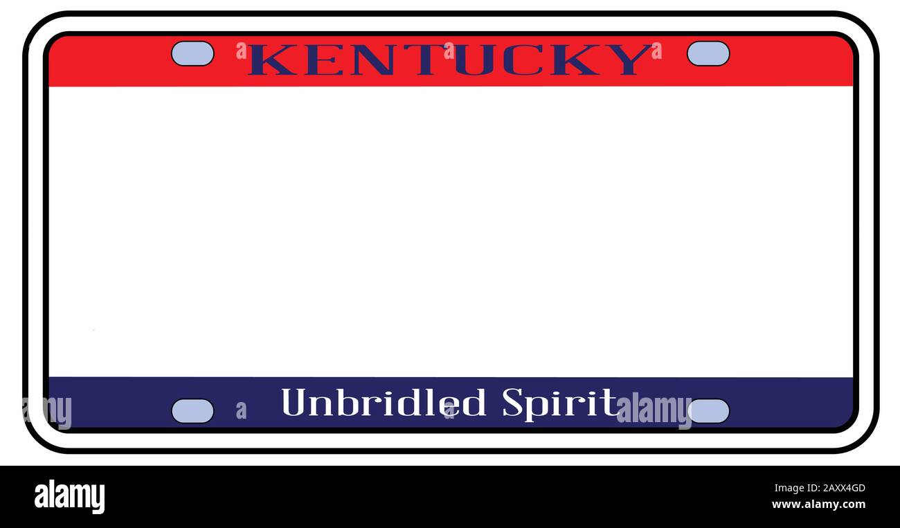 Kentucky state license plate in the colors of the state flag with the ...
