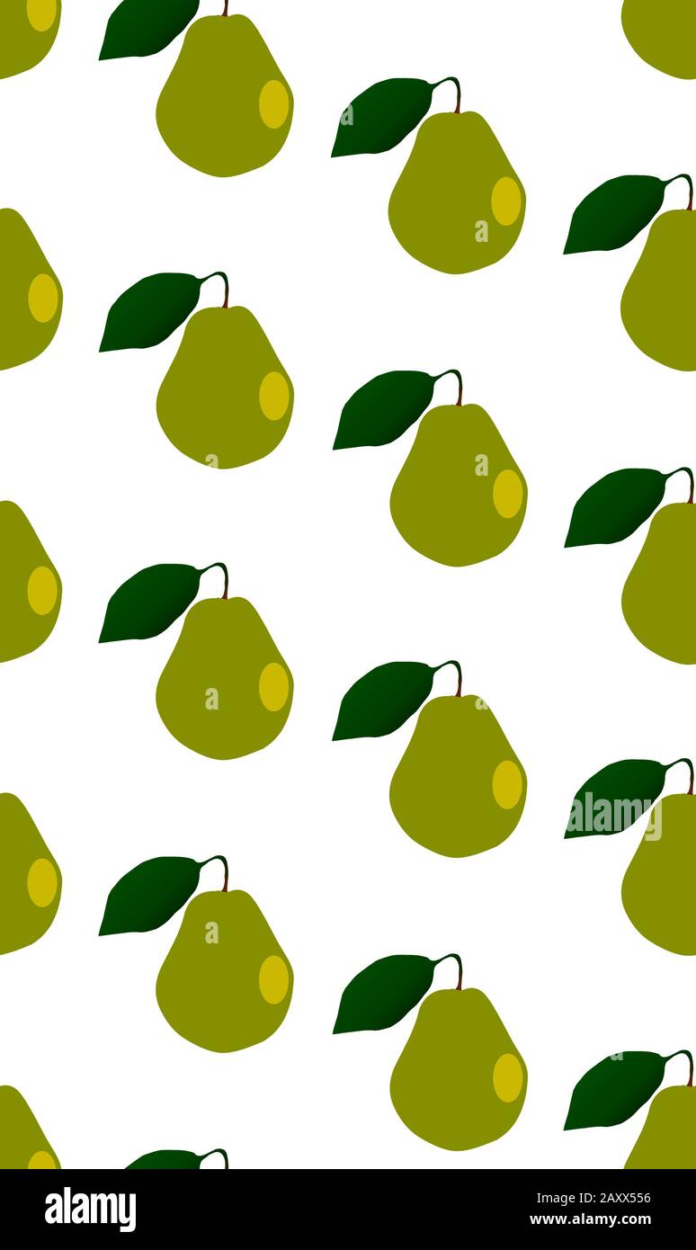 A typical English pear as a seamless pattern isolated on a white ...