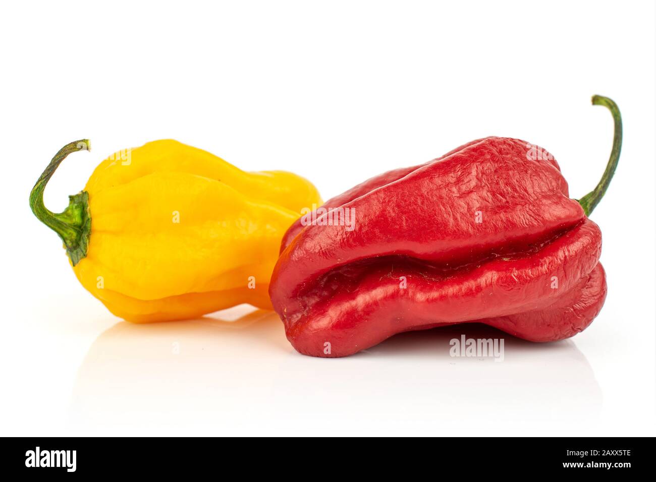 Group of two whole hot chili pepper isolated on white background Stock ...