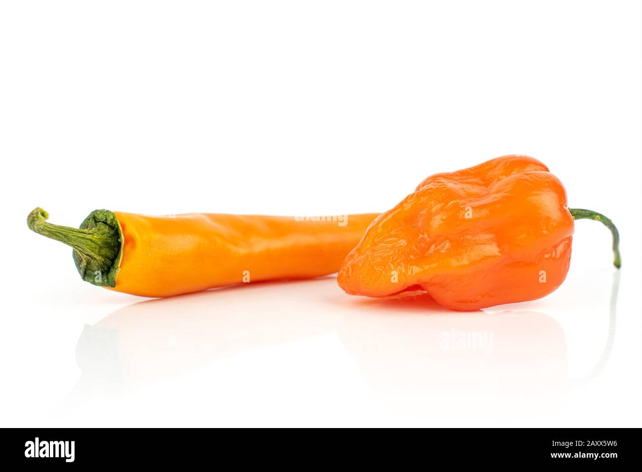 Group of two whole hot chili pepper isolated on white background Stock ...