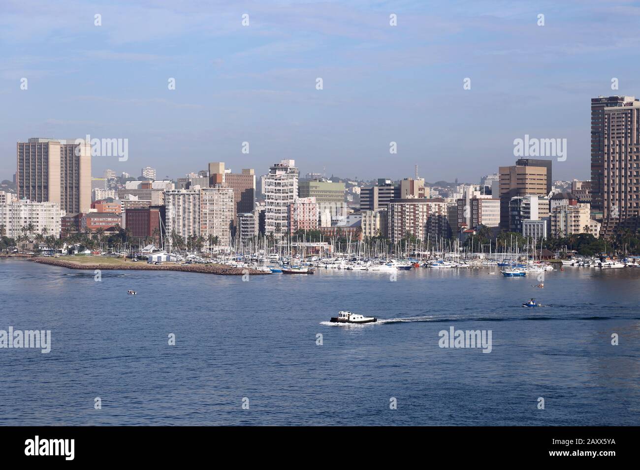 City skyline seen from the Harbour, Durban, KwaZulu-Natal Province ...