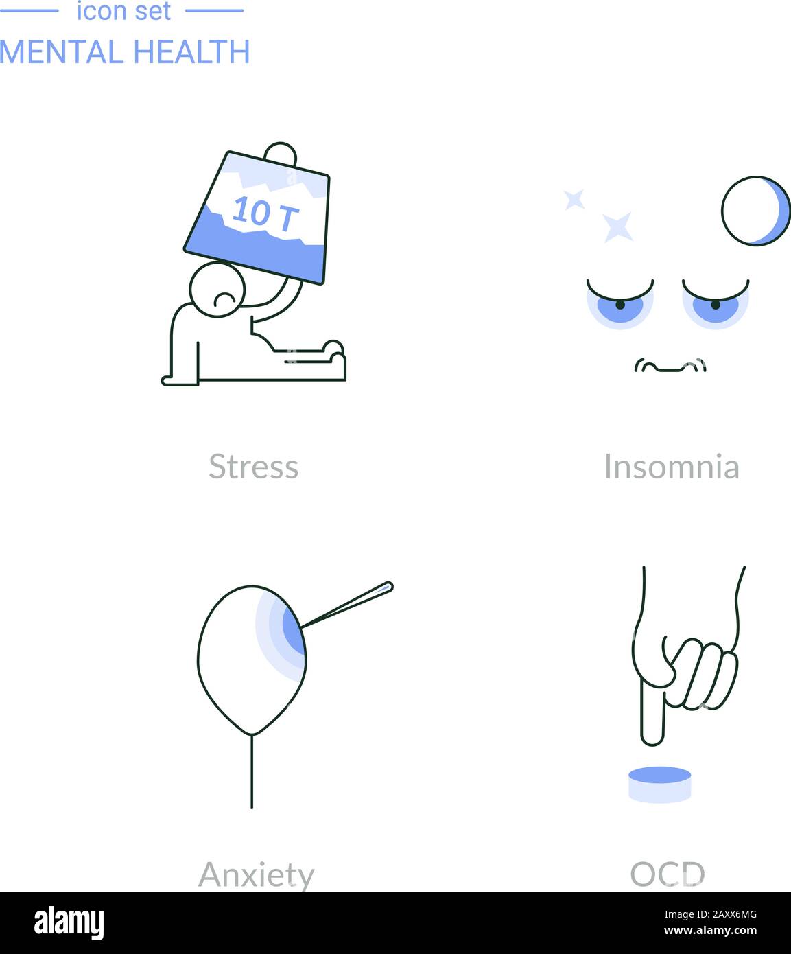 Set of linear mental health icons Stock Vector Image & Art - Alamy