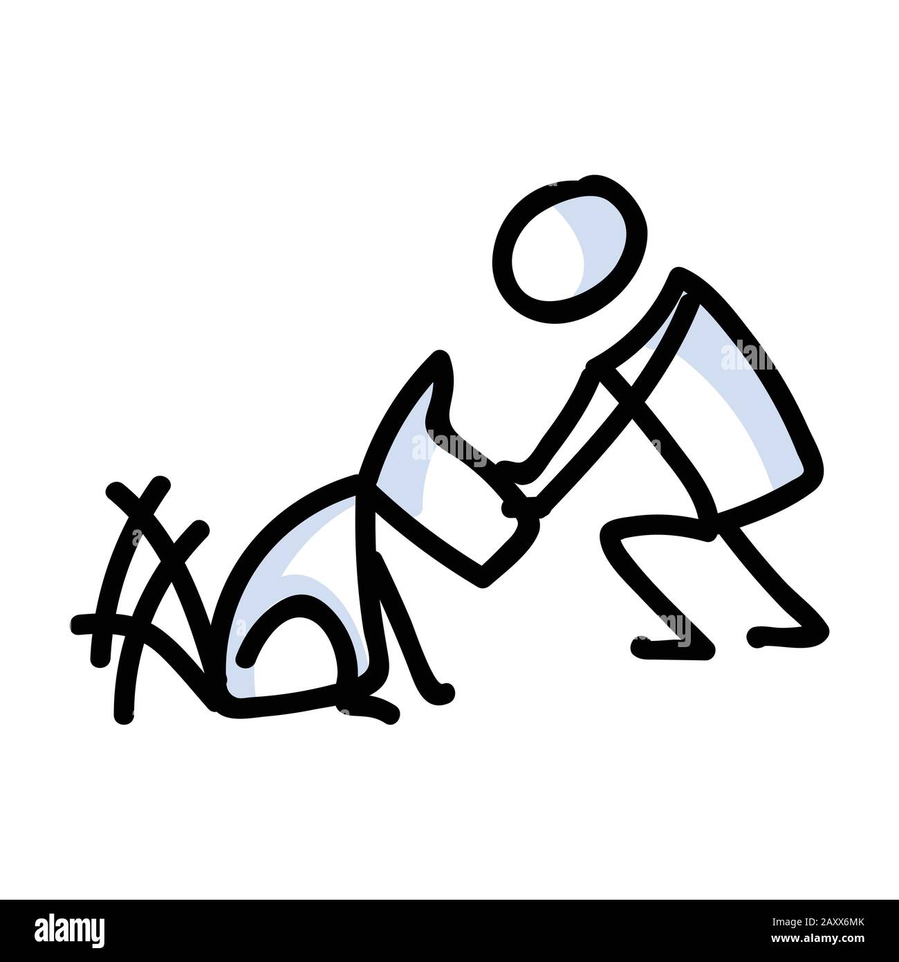 Cute stick figure owner petting dog vector clipart. Bujo bullet journal ...