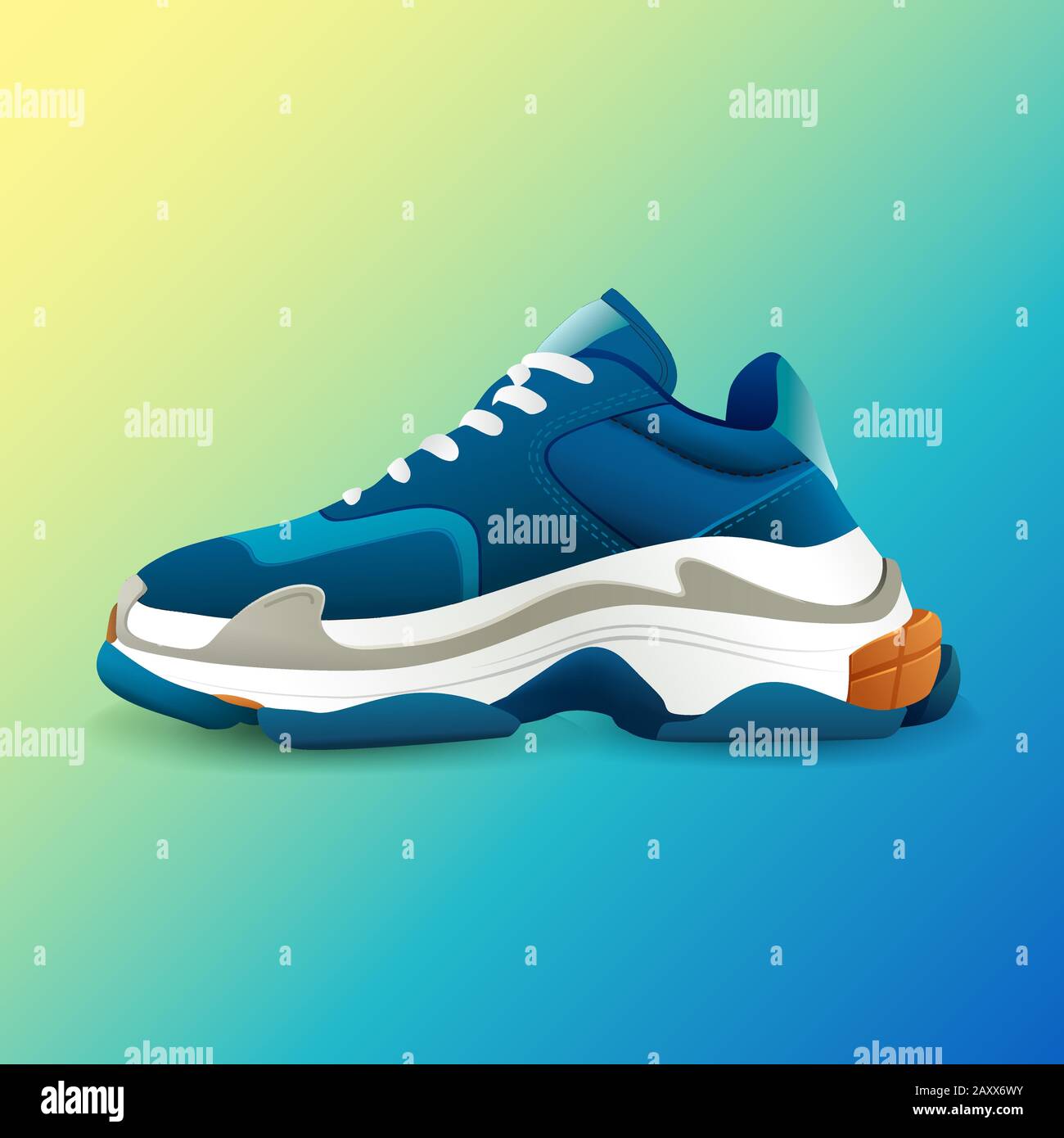 Realistic fashion sport running shoe for training and fitness Stock ...