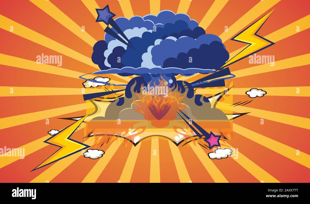artistic explosion with bomb in air on abstract background Stock Vector ...
