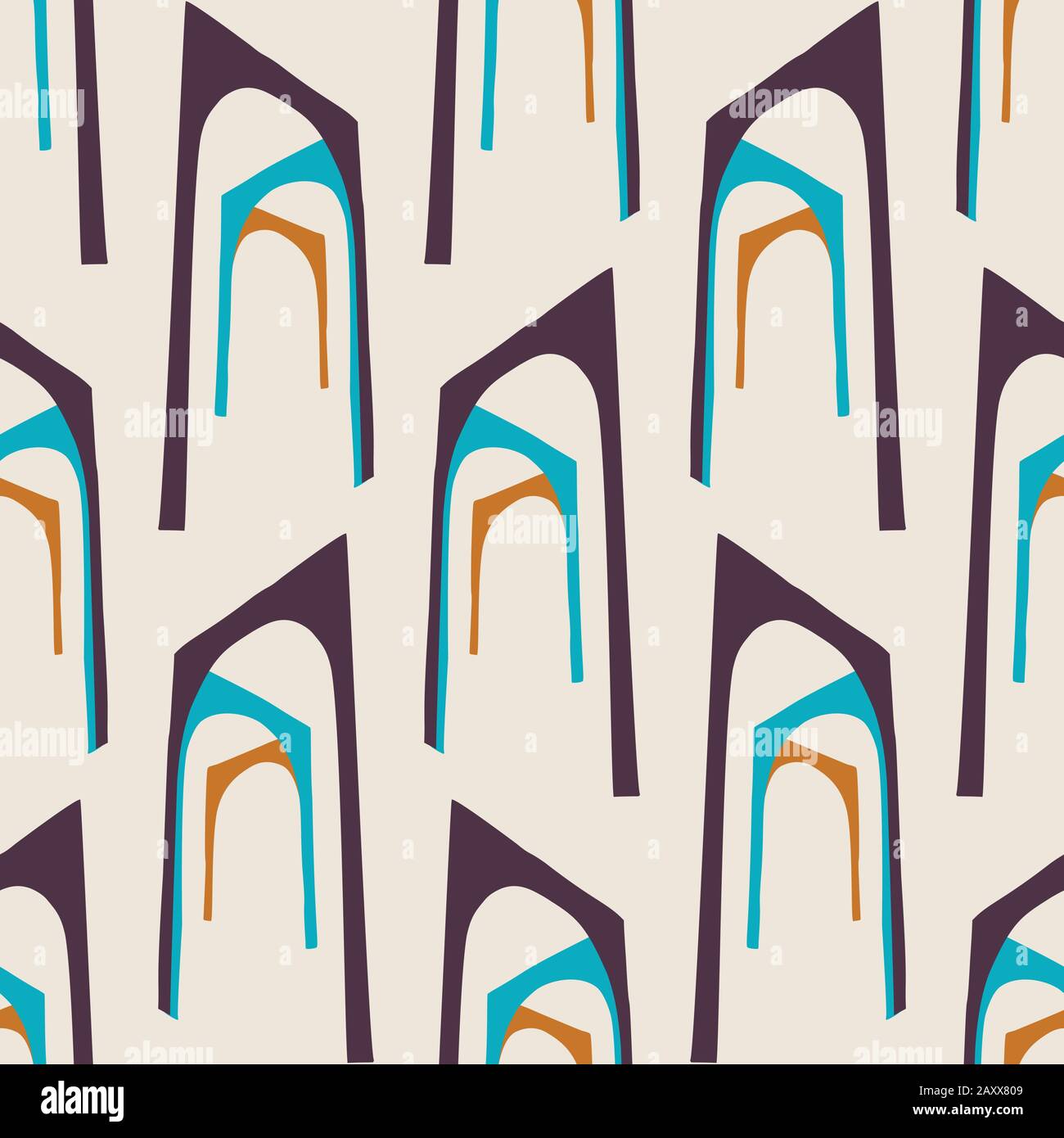 Mid Century Modern Vintage Pattern Background. Architectural Archway ...