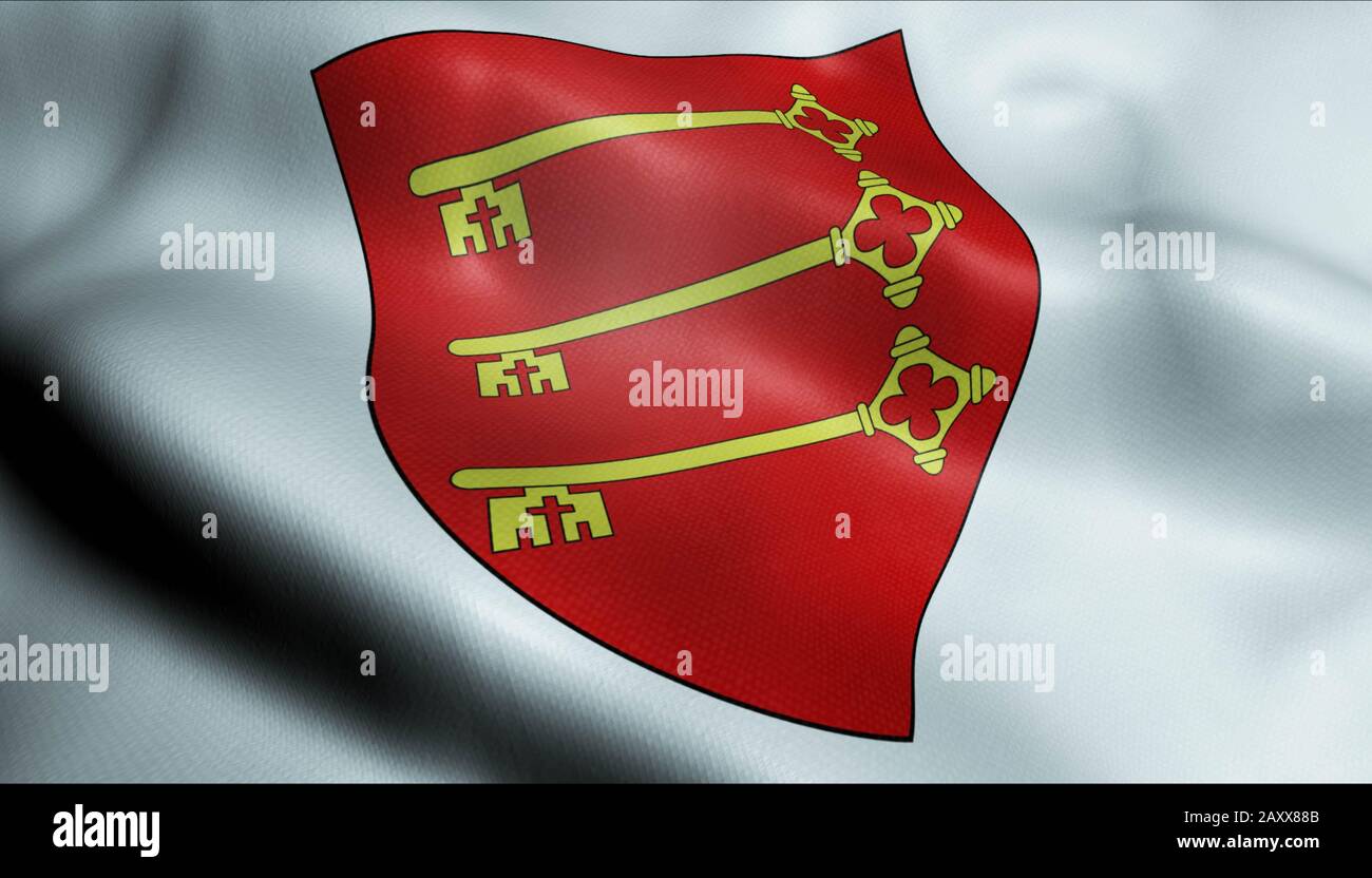 3D Waving France City Coat of Arms Flag of Avignon Closeup View Stock ...