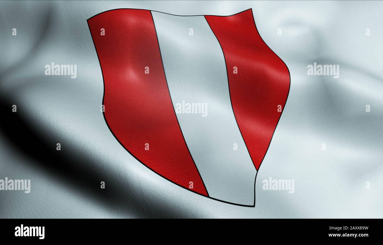 3D Waving France City Coat of Arms Flag of Beauvais Closeup View Stock ...