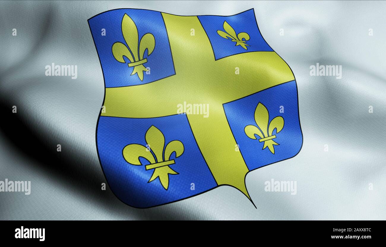3D Waving France City Coat of Arms Flag of Chalons en Champagne Closeup ...