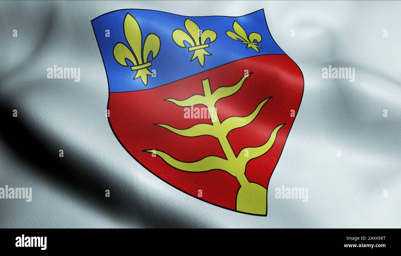 3D Waving France City Coat of Arms Flag of Montauban Closeup View Stock ...