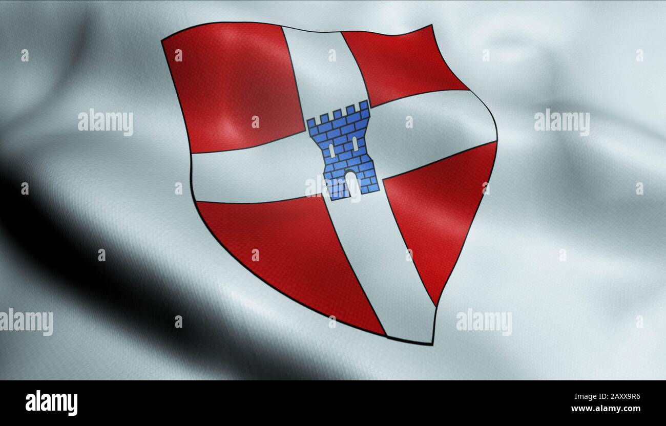 3D Waving France City Coat of Arms Flag of Valence Closeup View Stock ...