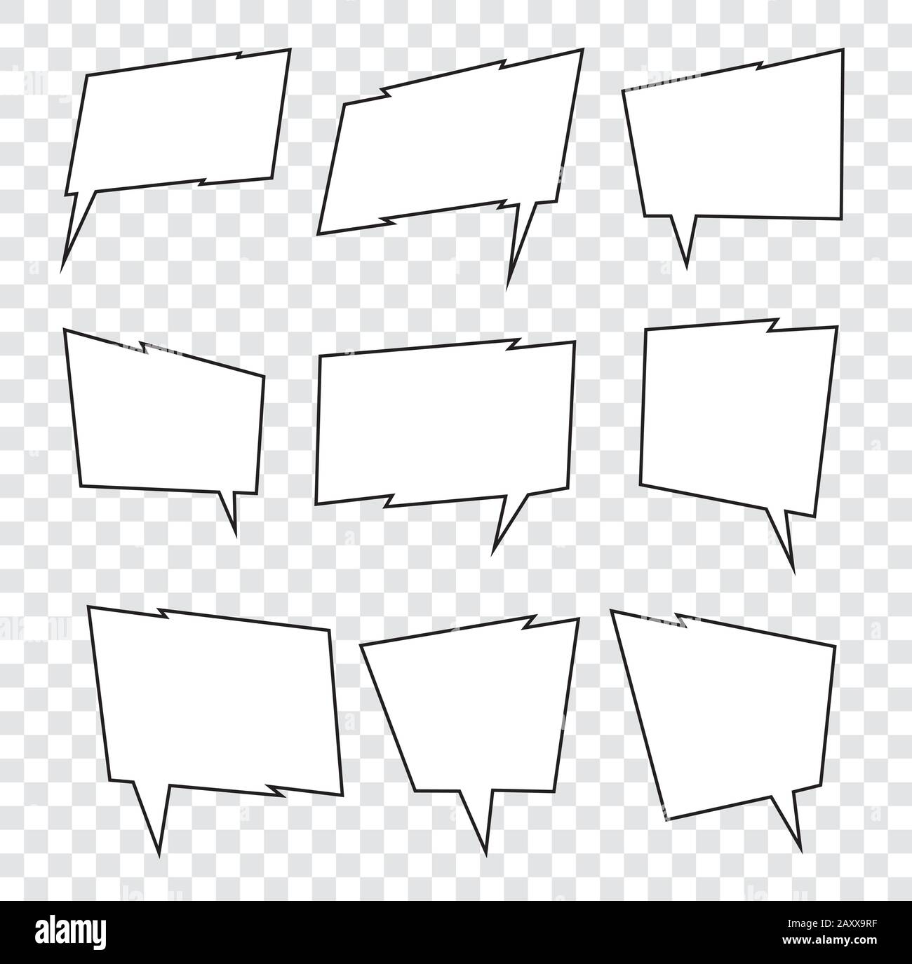 Set of editable abstract vector speech bubbles in angular, sharp style ...